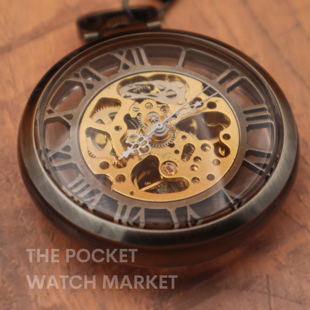 The Planck - Signature Mechanical Pocket Watch With Metal Chain - Black ...