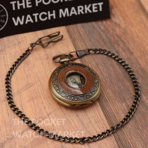 The Caesar - Signature Mechanical Pocket Watch With Metal Chain - Wood ...