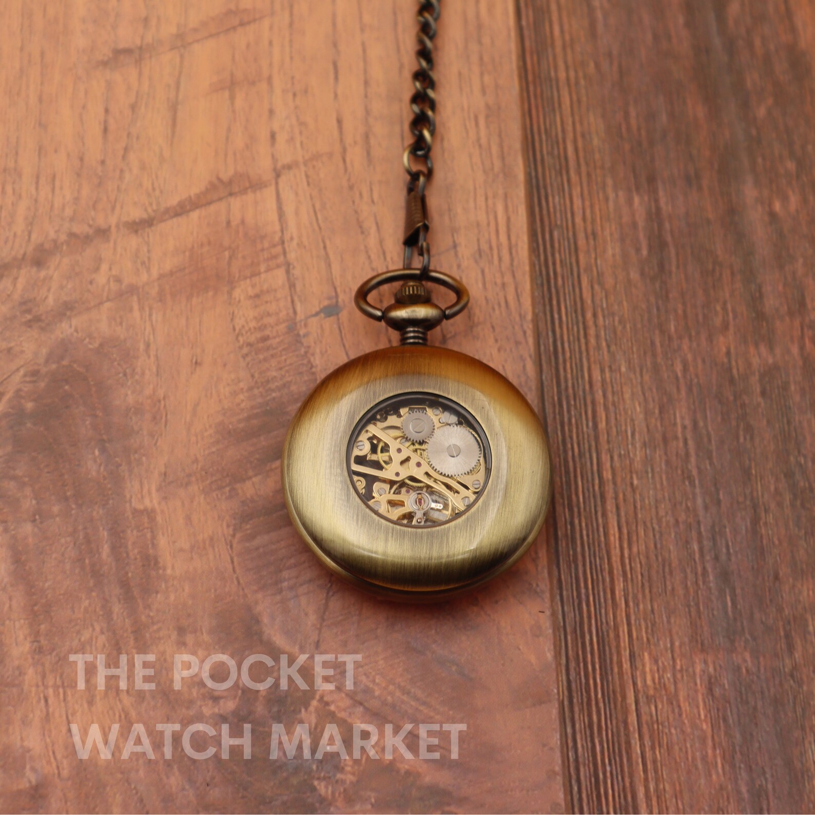 The Caesar - Signature Mechanical Pocket Watch With Metal Chain - Wood ...