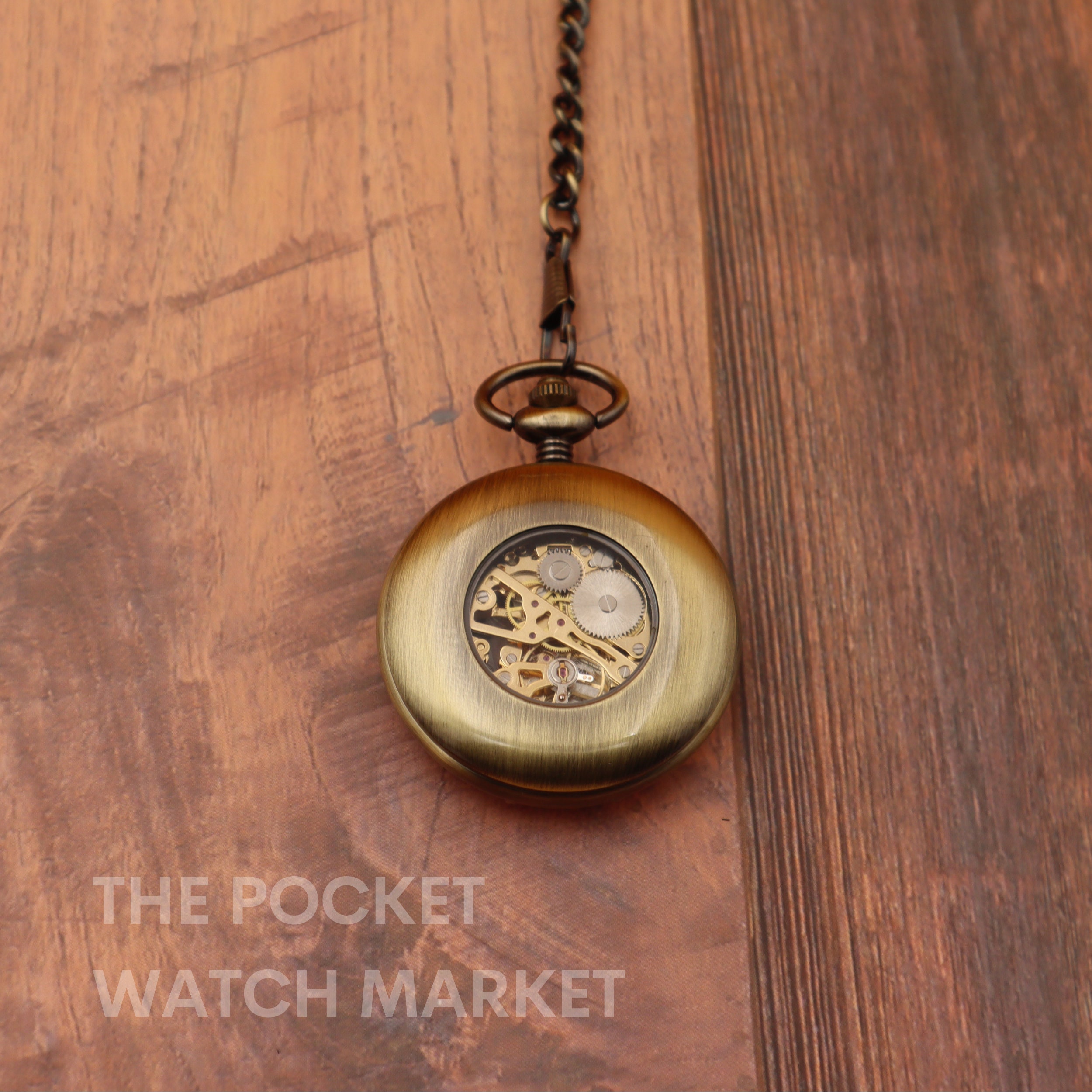 The Caesar - Signature Mechanical Pocket Watch With Metal Chain - Wood ...