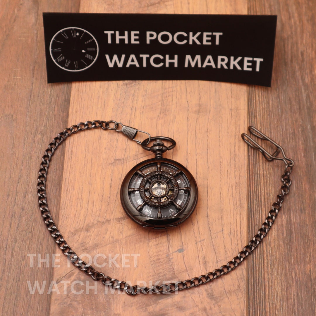 Classic Signature Mechanical Pocket Watch "the Thomas" - Black Vintage ...