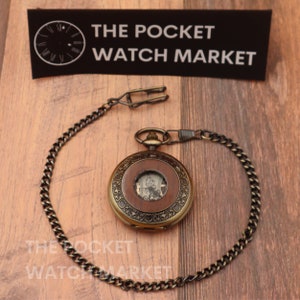 The Caesar - Signature Mechanical Pocket Watch With Metal Chain - Wood ...