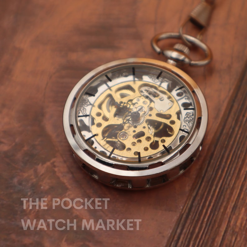 The Vinci - Signature Mechanical Pocket Watch With Metal Chain and ...