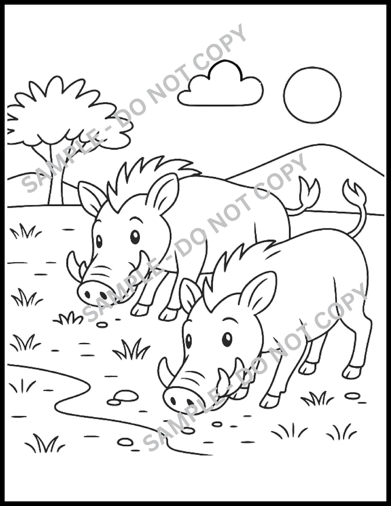 Safari Friends Coloring Book for Kids – 20 Printable Pages of Cute ...