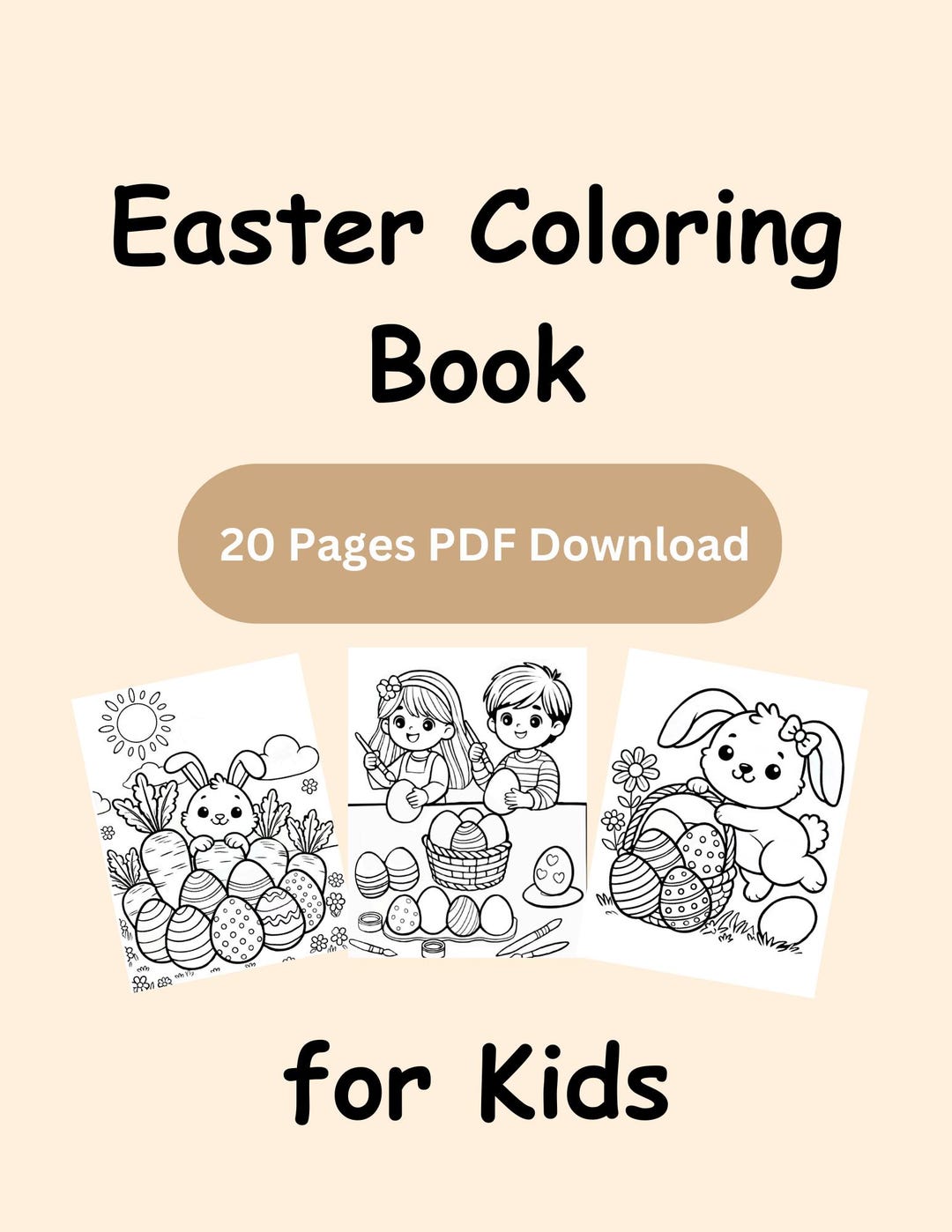 Printable Easter Coloring Book for Kids - 20 Fun Pages - Digital ...