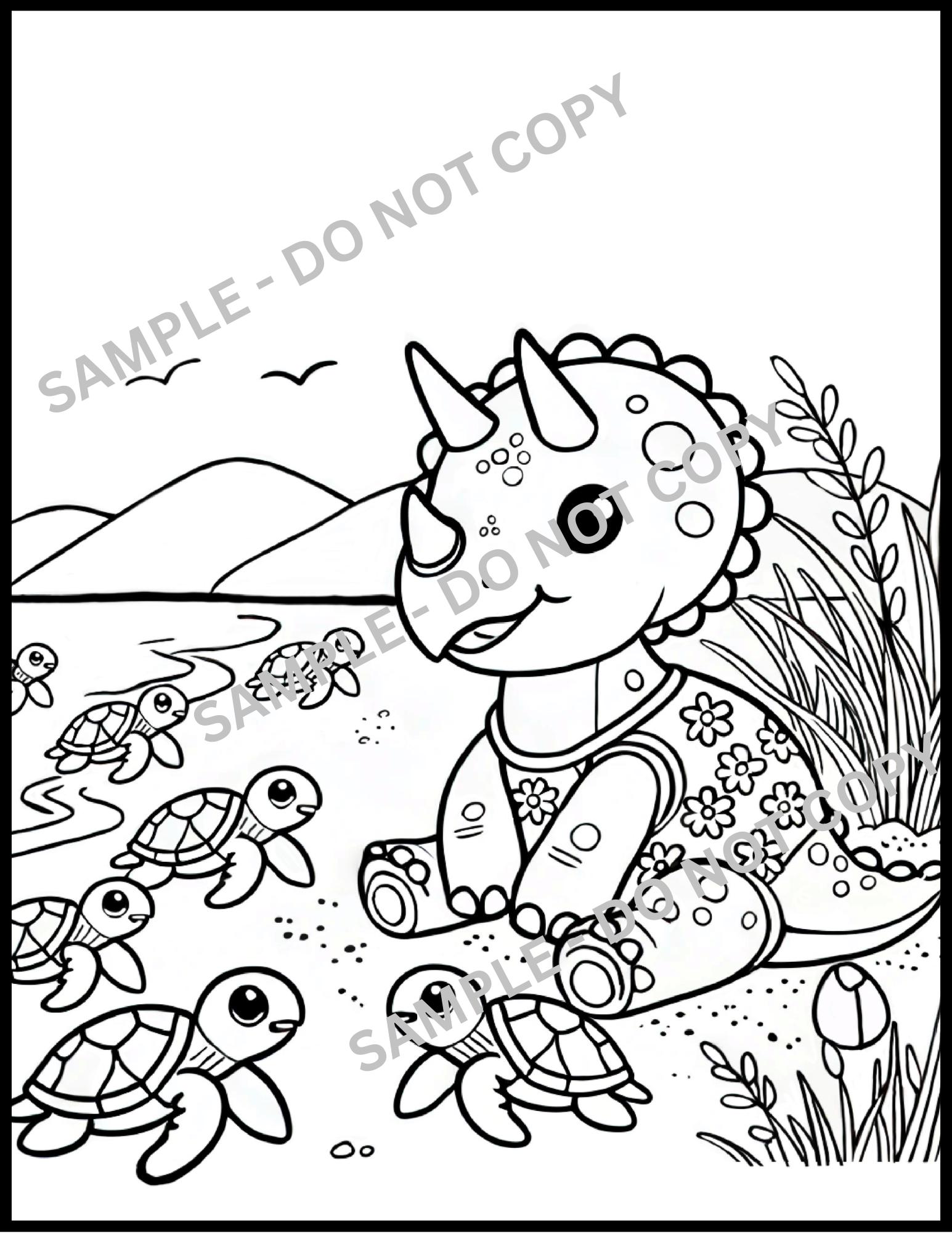 Printable Dinosaur Coloring Book: Dino’s at the Beach – 20 Fun Summer ...