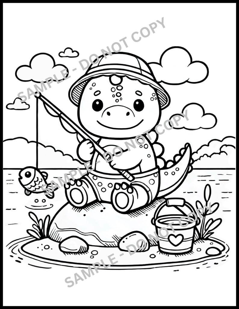 Printable Dinosaur Coloring Book: Dino’s at the Beach – 20 Fun Summer ...