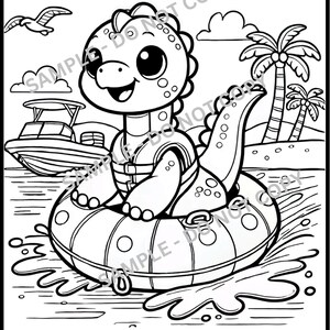 Printable Dinosaur Coloring Book: Dino’s at the Beach – 20 Fun Summer ...