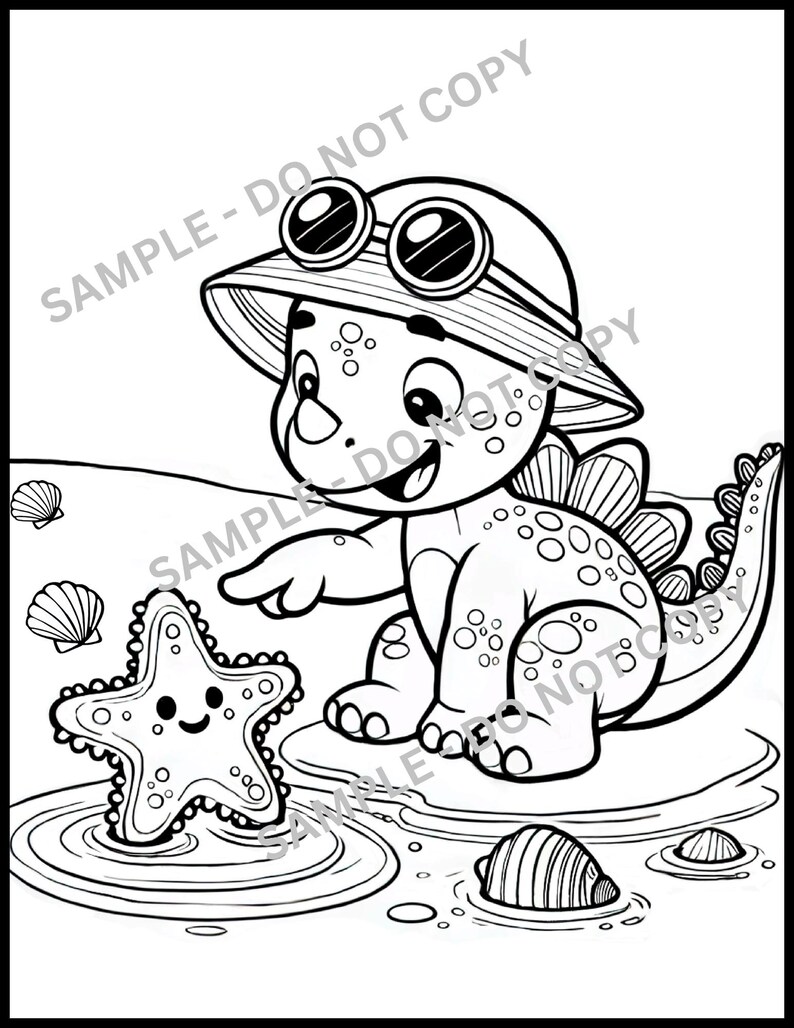 Printable Dinosaur Coloring Book: Dino’s at the Beach – 20 Fun Summer ...
