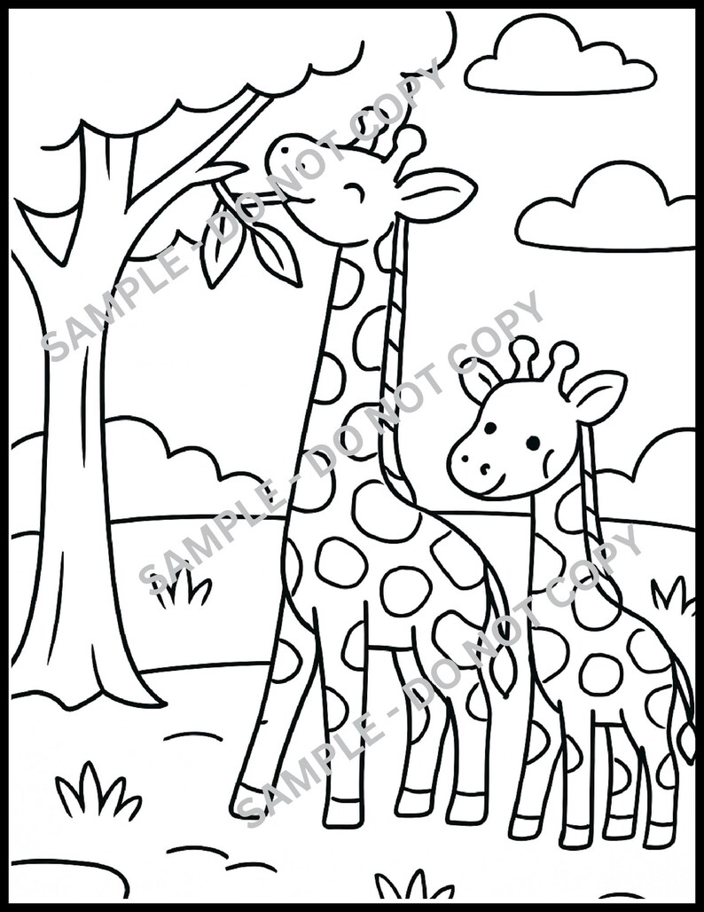 Safari Friends Coloring Book for Kids – 20 Printable Pages of Cute ...