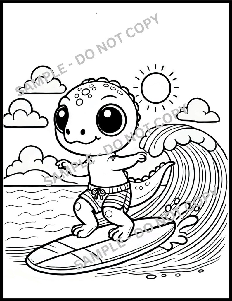 Printable Dinosaur Coloring Book: Dino’s at the Beach – 20 Fun Summer ...
