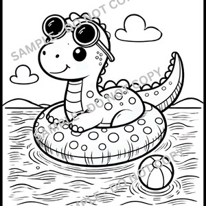 Printable Dinosaur Coloring Book: Dino’s at the Beach – 20 Fun Summer ...