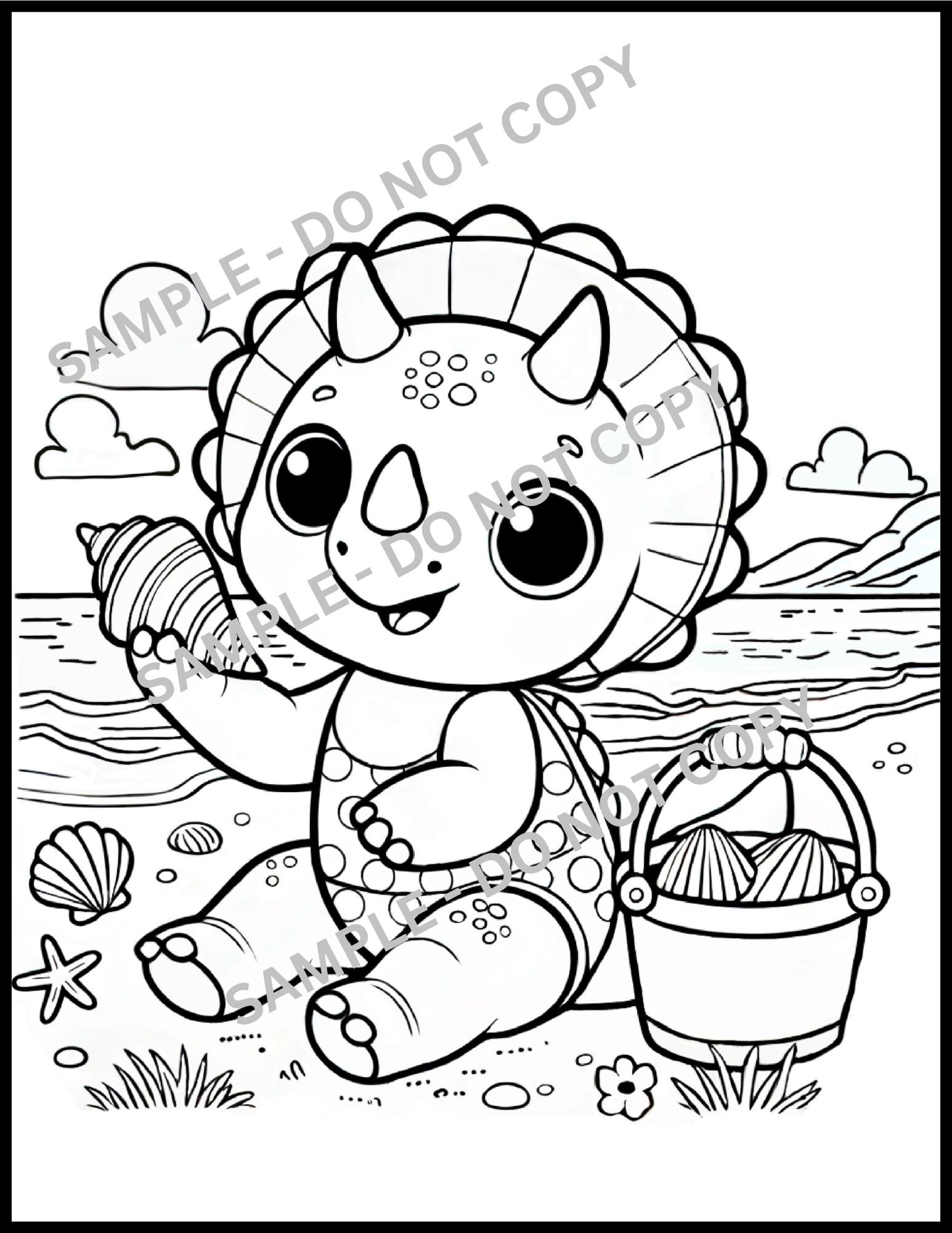 Printable Dinosaur Coloring Book: Dino’s at the Beach – 20 Fun Summer ...