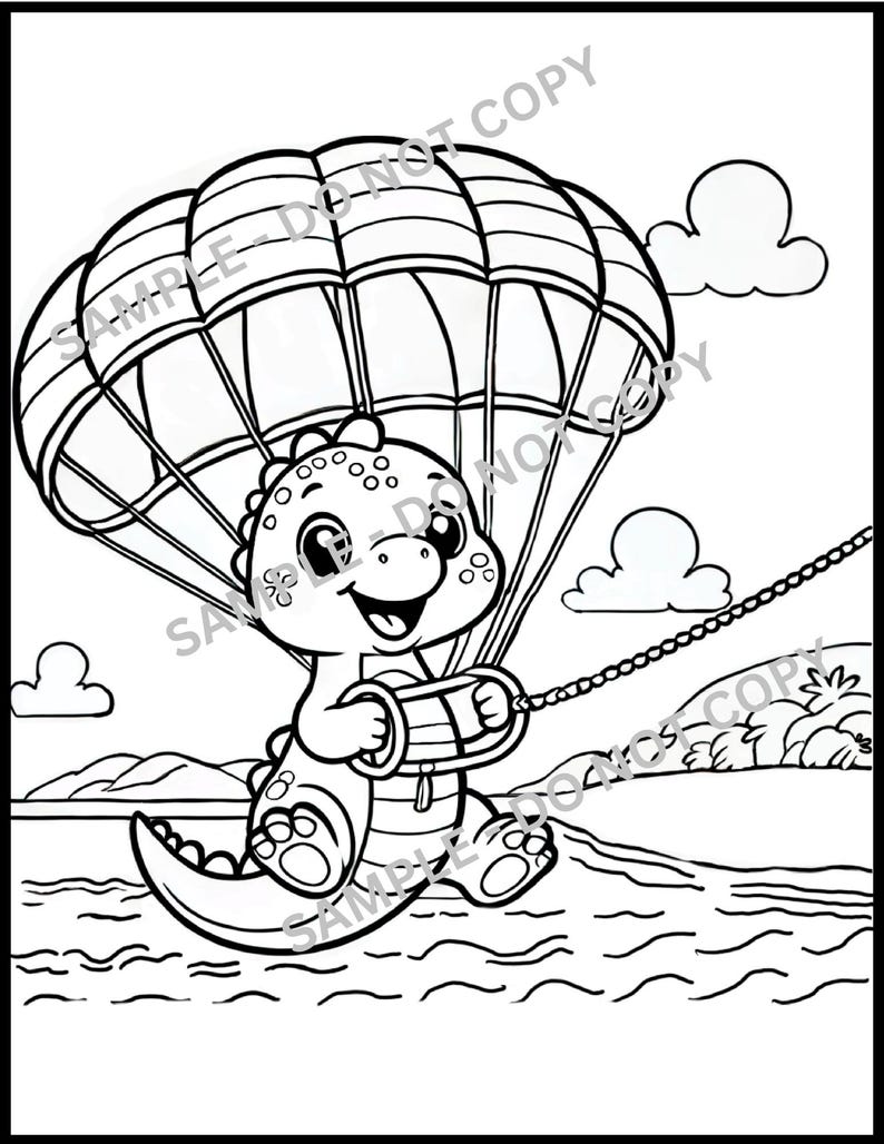 Printable Dinosaur Coloring Book: Dino’s at the Beach – 20 Fun Summer ...