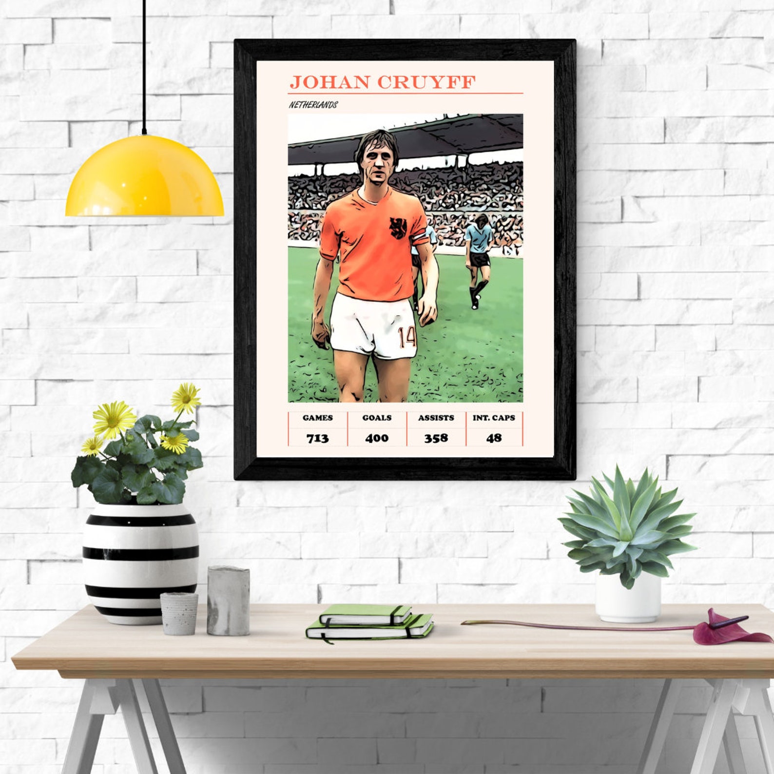 Johan Cruyff Wall Poster A4 Netherlands Poster Wall Art Football ...