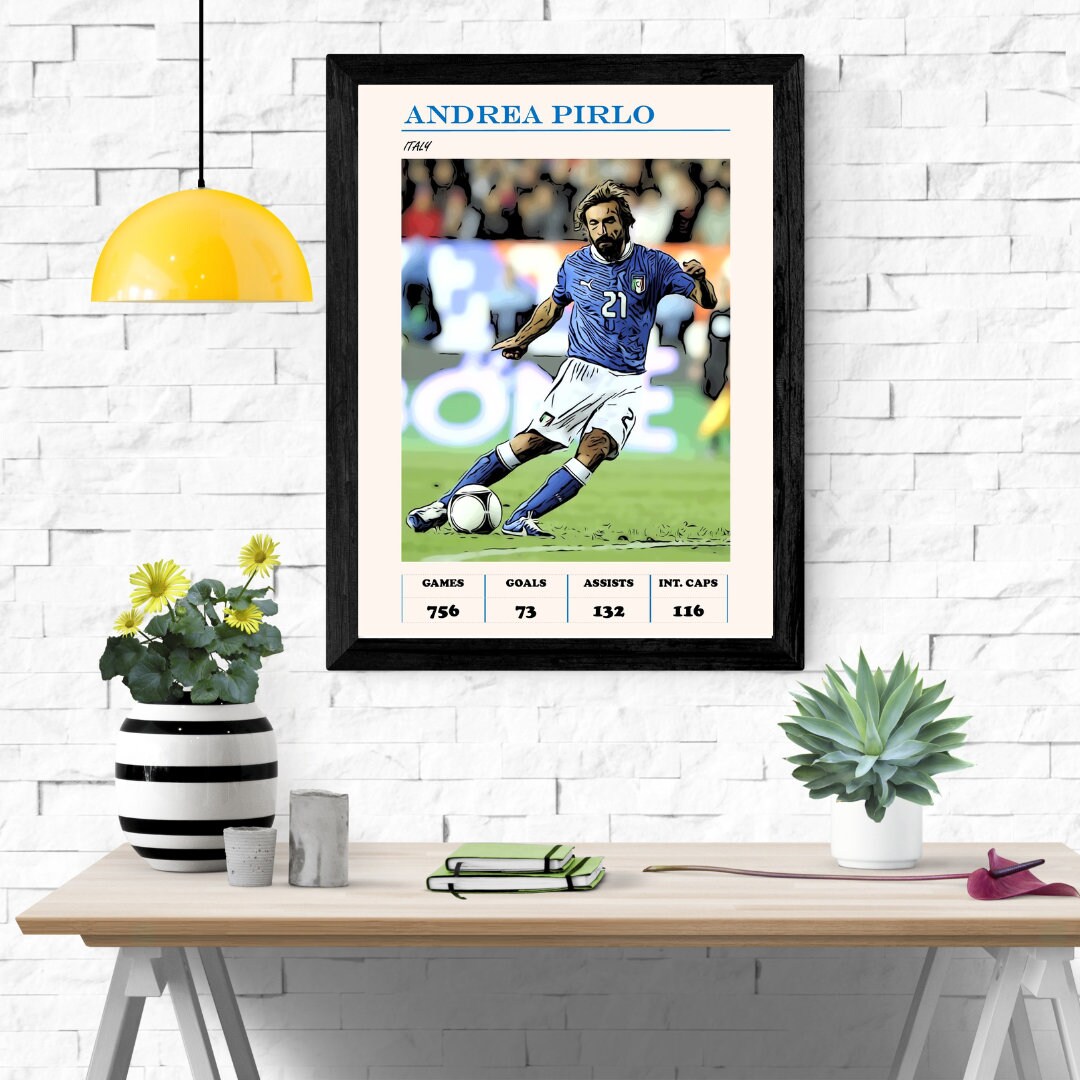 Andrea Pirlo Wall Poster A4 Italy Poster Wall Art Football DIGITIAL ...