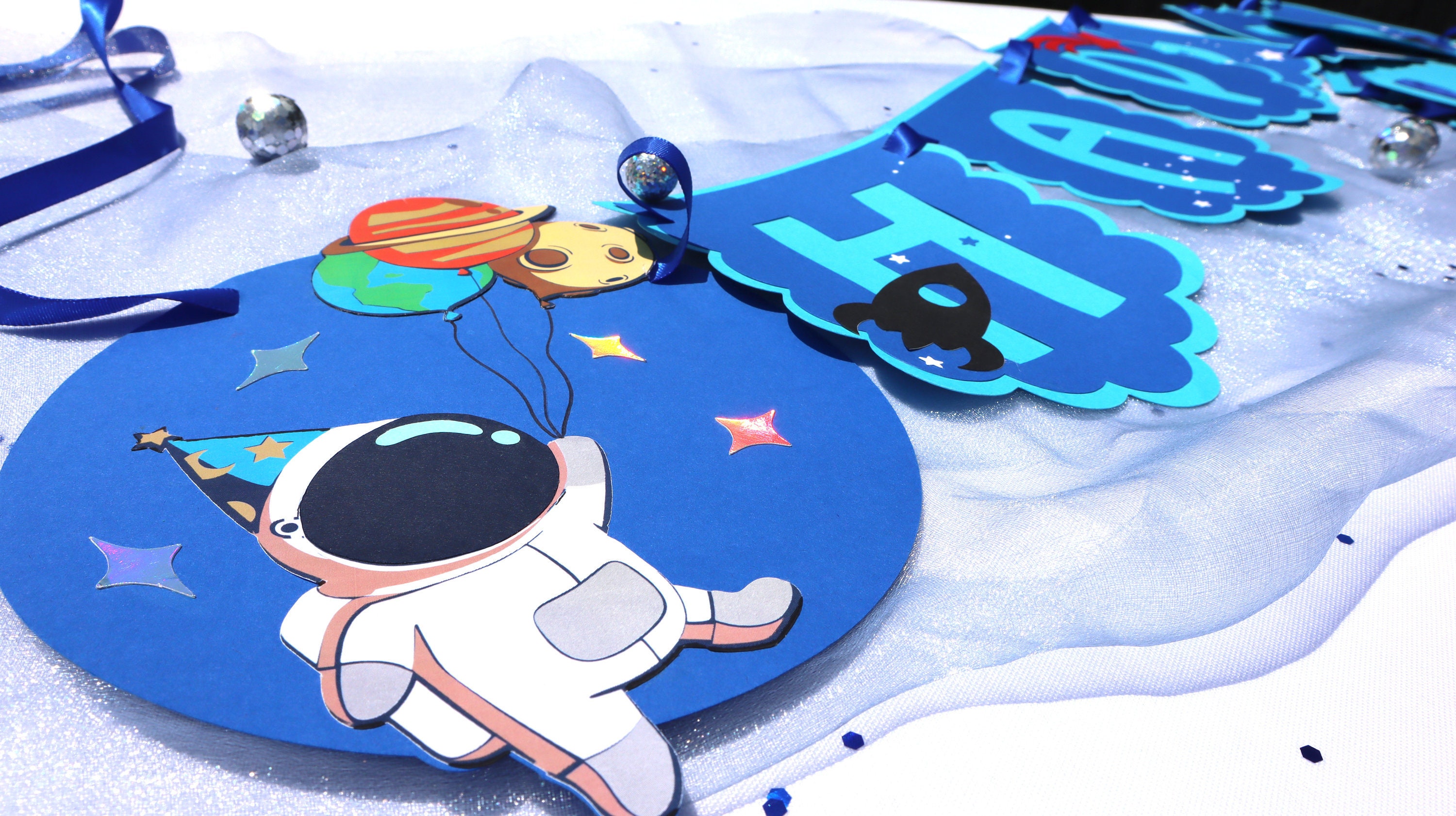 Cute Hand Made Outer Space Theme Birthday Banner Happy Birthday Garland ...