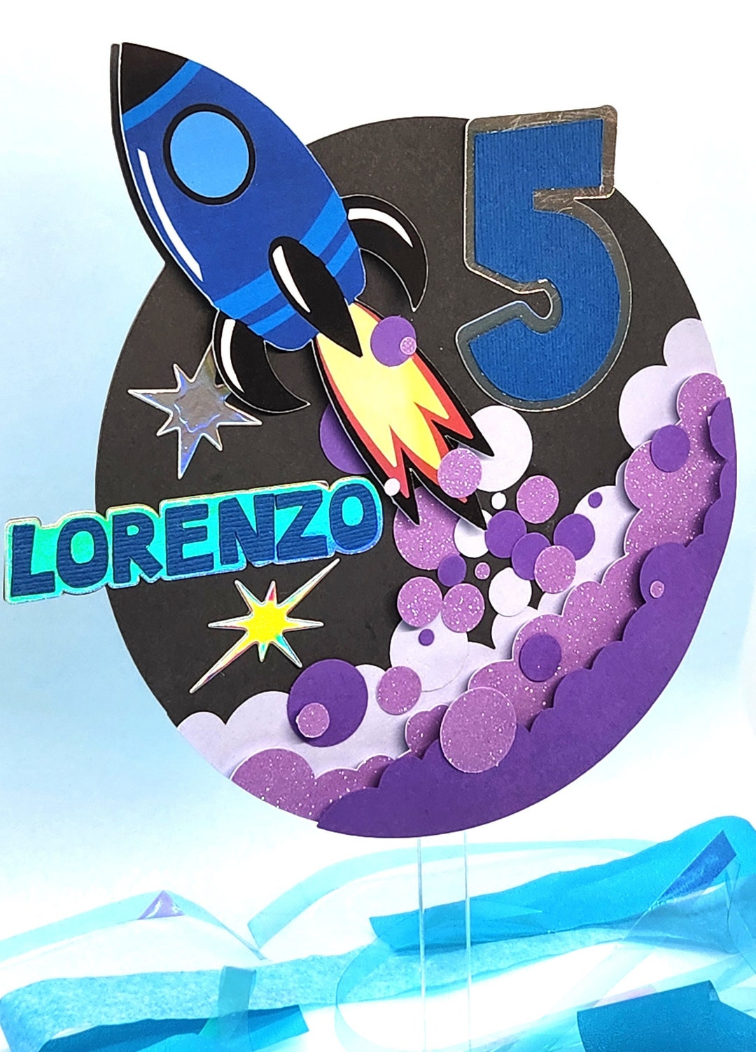 Personalized Rocket Cake Topper. Space Theme Rocket With Custom Age and ...