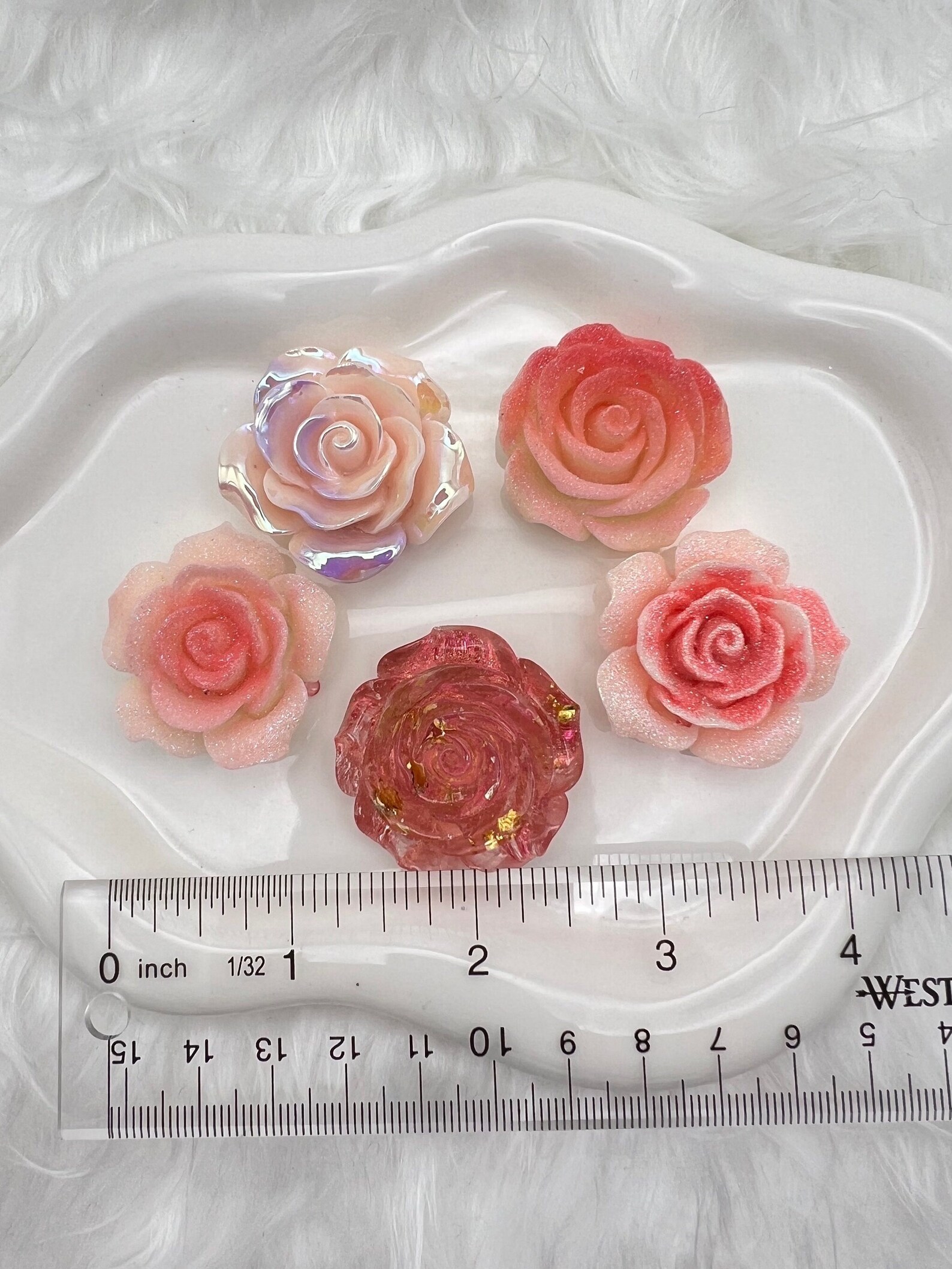 New Beautiful Luminous Pink Rose & Flower Magnets (set of 5) / Flower ...