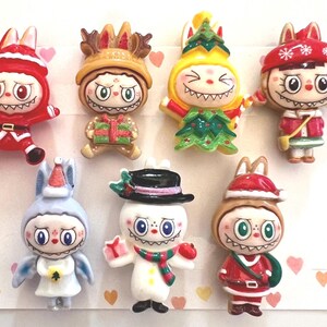 New Super Cute Labubu Character Christmas Small Magnet Set (set of 7 ...