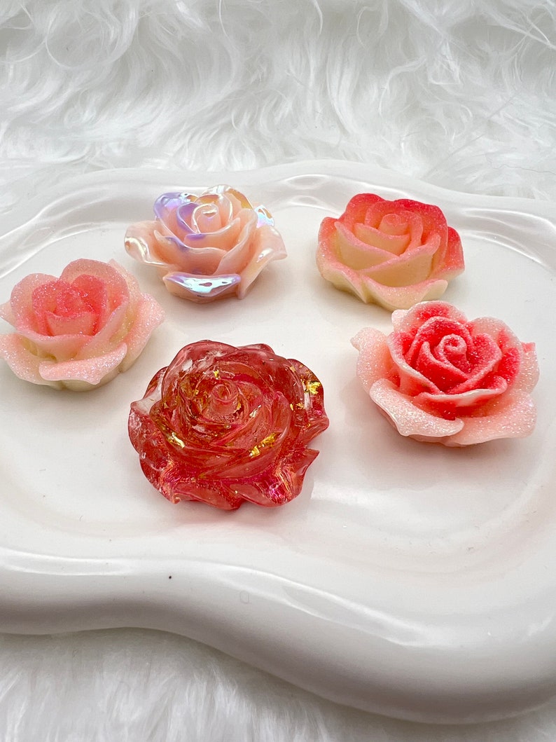 New Beautiful Luminous Pink Rose & Flower Magnets set of 5 / Flower ...