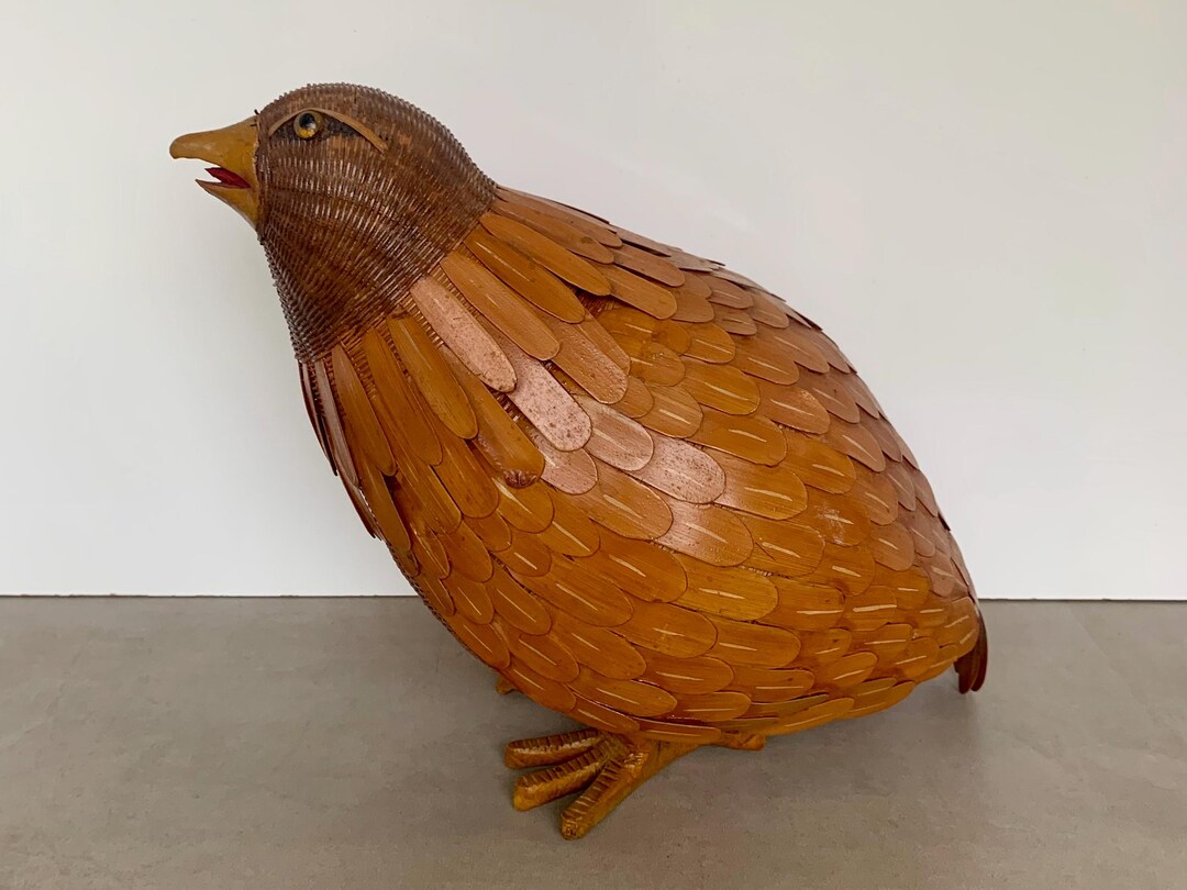 Wicker and Wood Quail Container/basket Bohemian Decor Farm House Decor ...
