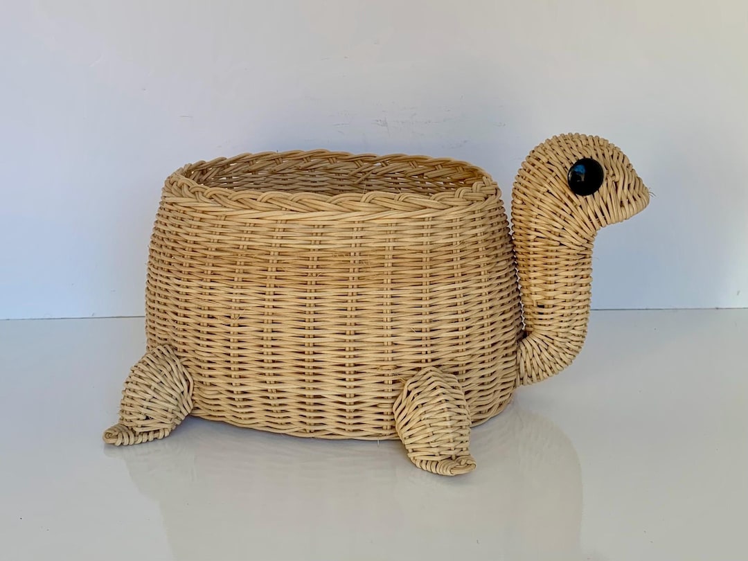 Turtle Wicker Bowl Basket Bohemian Decor Midcentry Decor Unique Decor ...