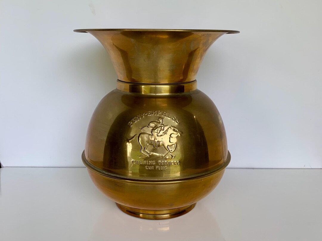 Pony Express Design Brass Spittoon Large Size Bar/mancave Decor Office ...