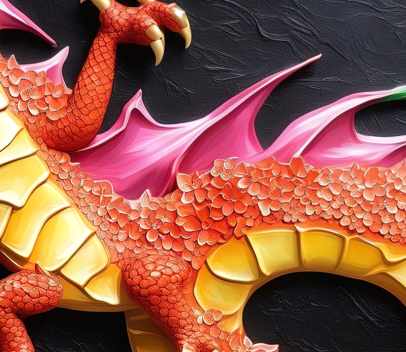 Dragon With Flowers 3D Graphics Poster Fantasy Art Print, Dragon ...