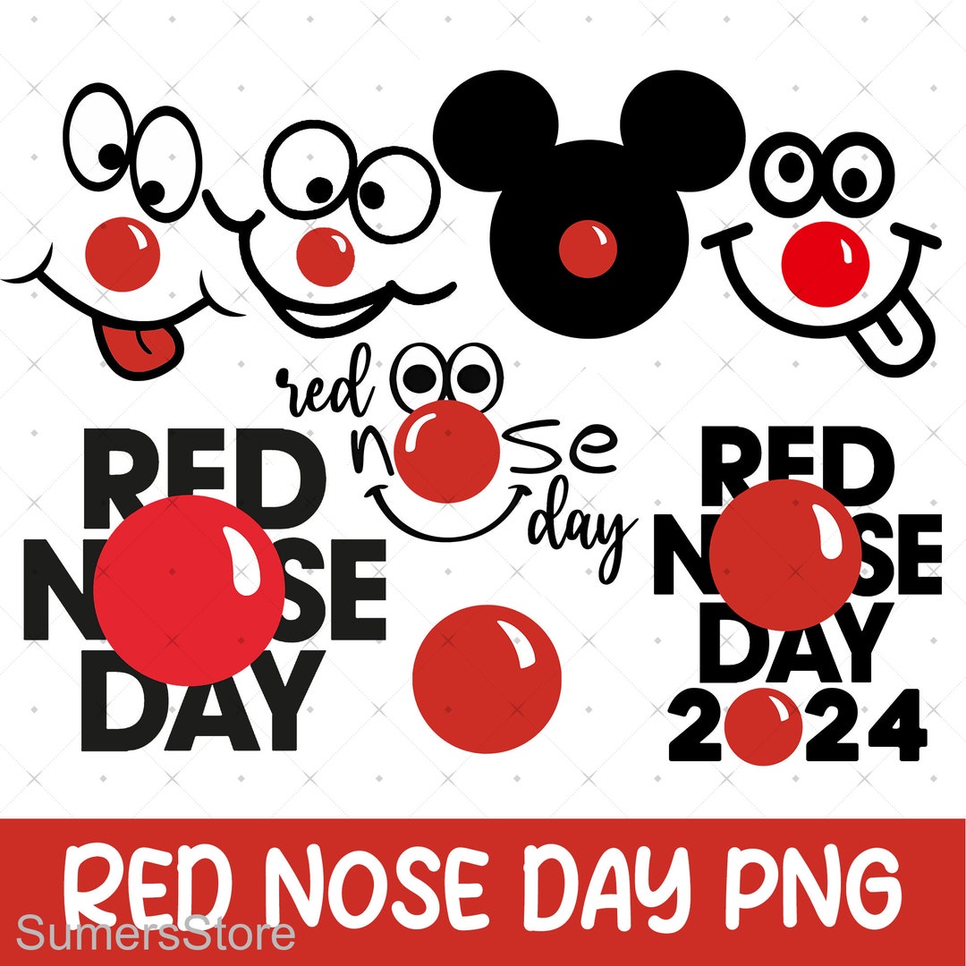 Red Nose Day 2024 Png Bundle, Funny Face Humour Png, Red Nose Day ...