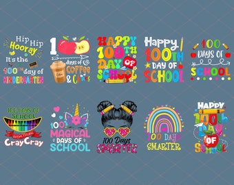 100 Days of School Png Bundle, Happy 100 Days Png, Back to School Png ...