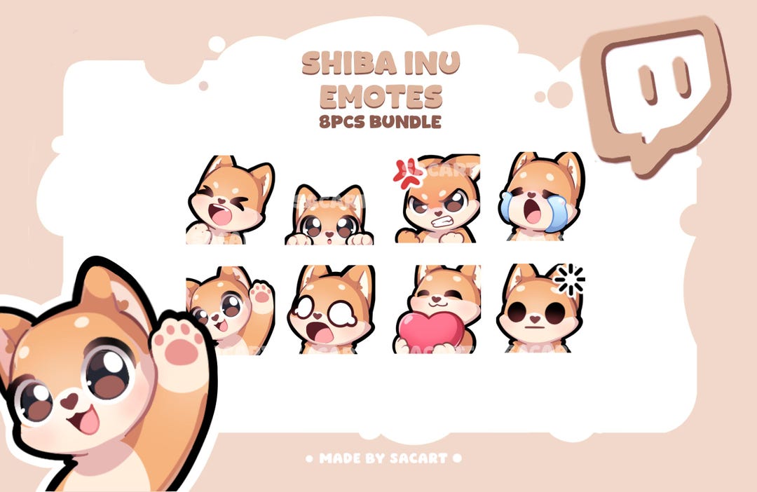 Shiba Inu Emotes Pack – Twitch & Discord, 8pcs (digital Download) - Etsy
