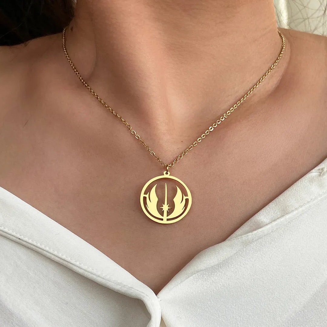 Jedi Order Logo Necklace, Silver and Gold Options, Star Wars Jewelry ...