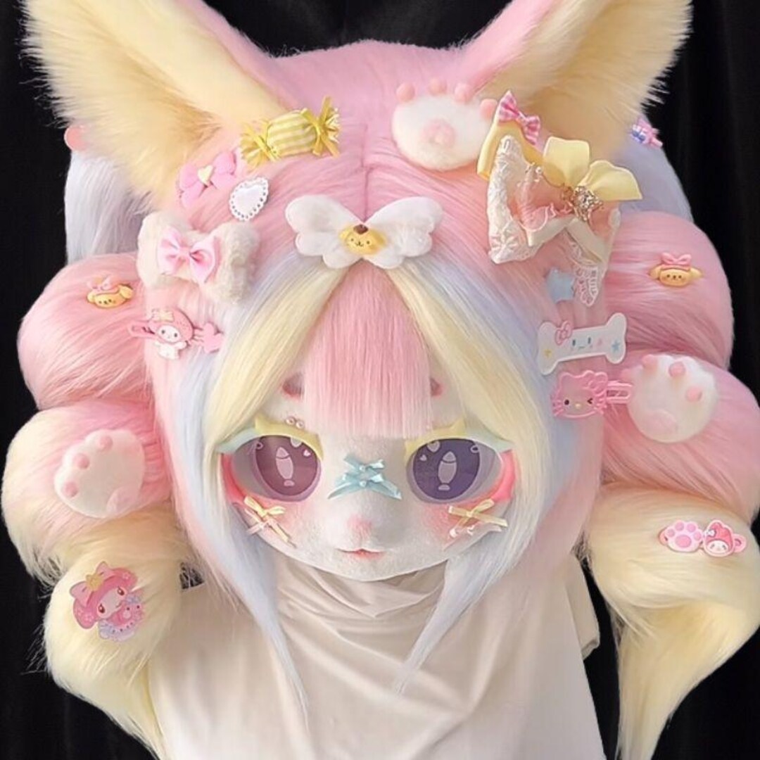 Sweety Double Pontail Bunny - Kig Head Fursuit Mask Kigurumi Head, Kig ...