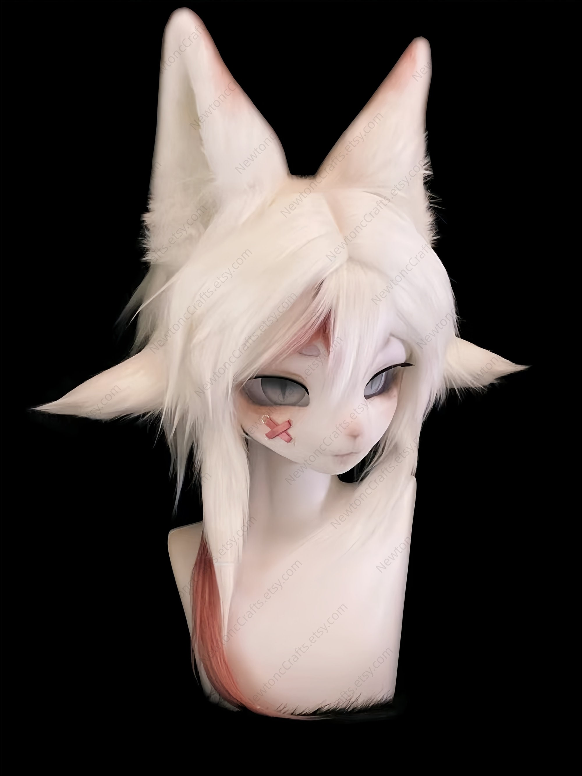 4 Eared White Fox Premade Kig Head Fursuit Mask Kigurumi Head, Kig Head ...