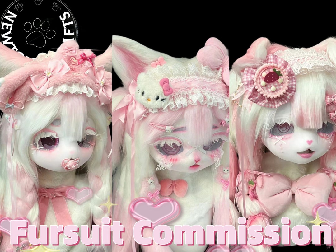 Strawberry Cake Kitty - Kawaii Premade Kig Head Fursuit Mask Kigurumi ...