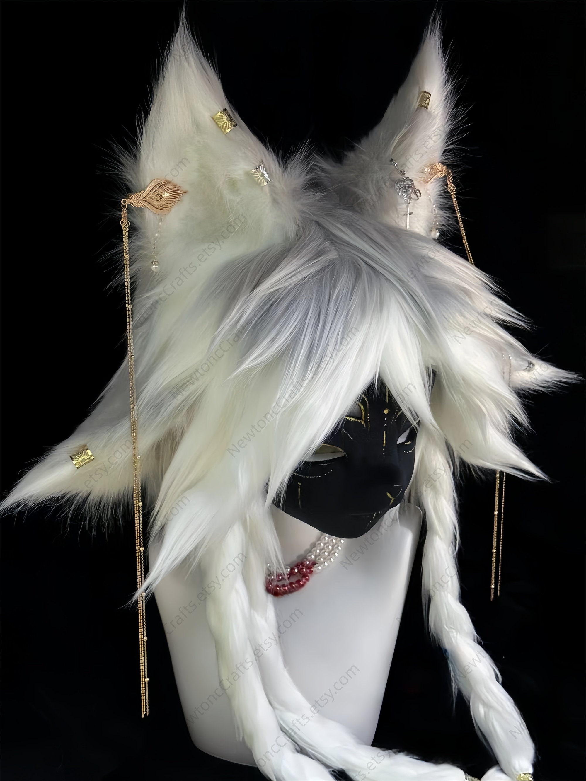 4 Eared Black Faced Fox - Premade Fursuit Head, Finished Furry Mask ...
