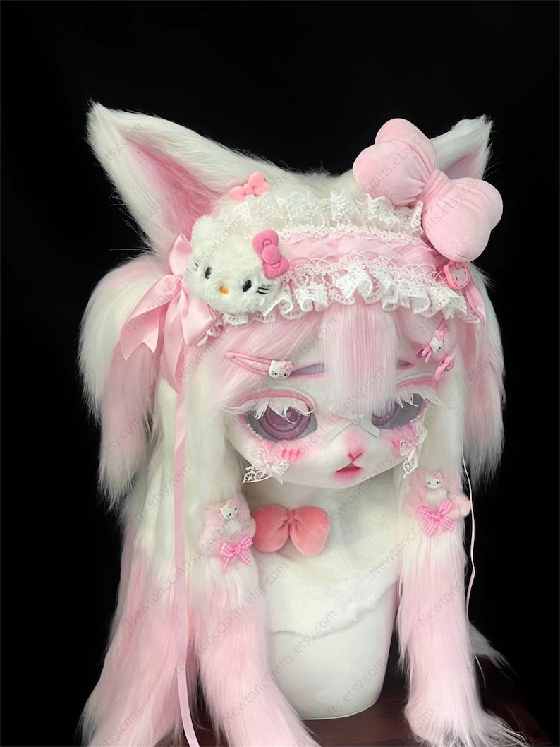 Baby Pink Kitty - Kawaii Premade Kig Head Fursuit Mask Kigurumi Head ...