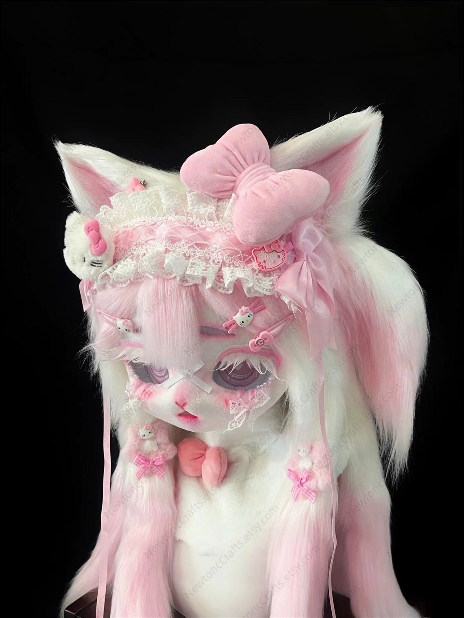 Baby Pink Kitty - Kawaii Premade Kig Head Fursuit Mask Kigurumi Head ...