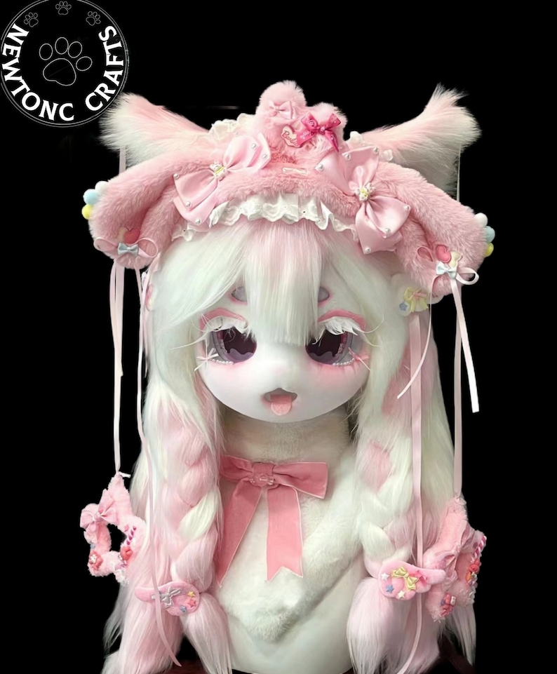 Strawberry Cake Kitty - Kawaii Premade Kig Head Fursuit Mask Kigurumi ...