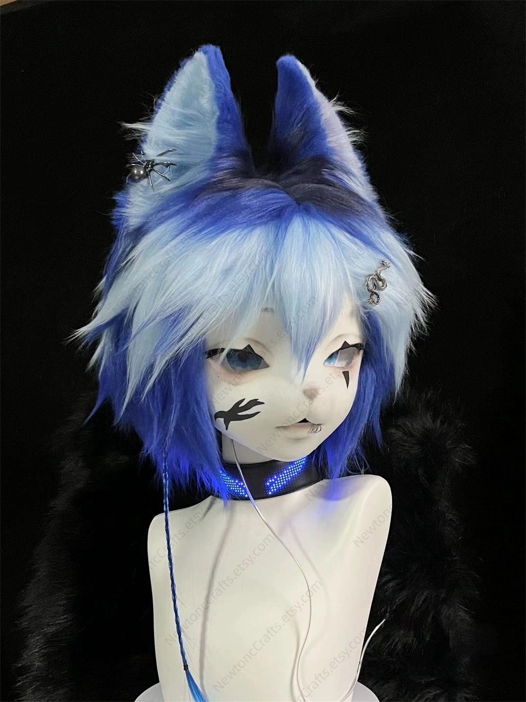 Luminous Cat Boy - Premade Fursuit Head, Furry Mask, Kig Kemono Kigrumi Costume, Fursona Cosplay ...
