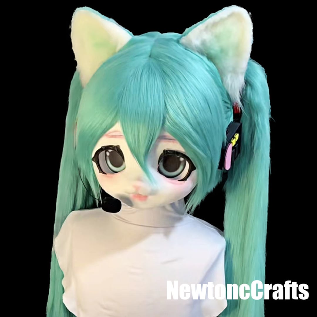 Hatsune Miku Cat-premade Kig Head Fursuit Mask Kigrumi Head, Kig Head ...
