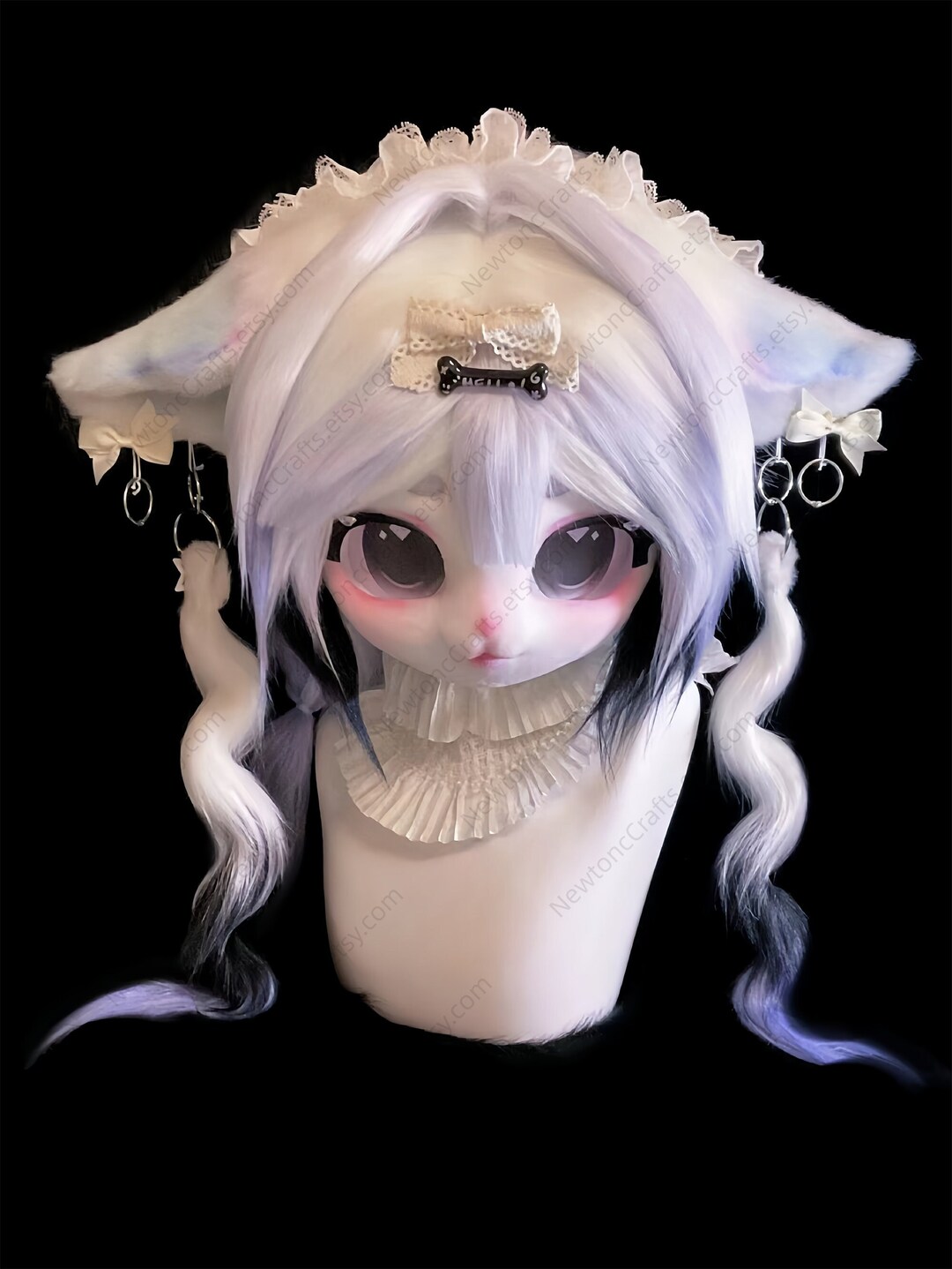 Gothic Cat Maid - Premade Fursuit Head, Furry Mask, Kig Kemono Kigrumi ...