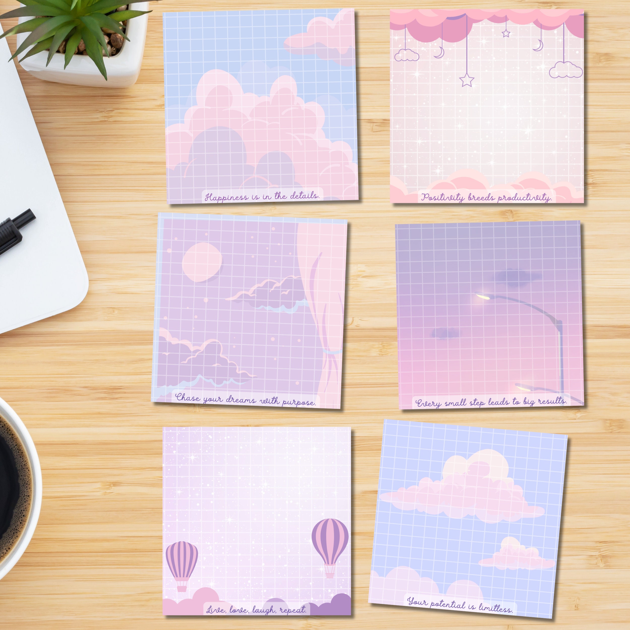 Positive Cute Printable Memo Pad , Lofi Printable Notepad , Positive ...