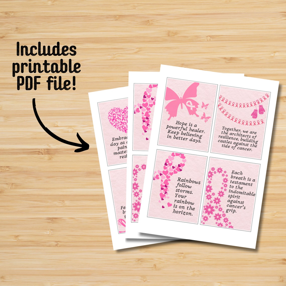 Breast Cancer Awareness Positive Affirmation Cards Printable, Positive ...