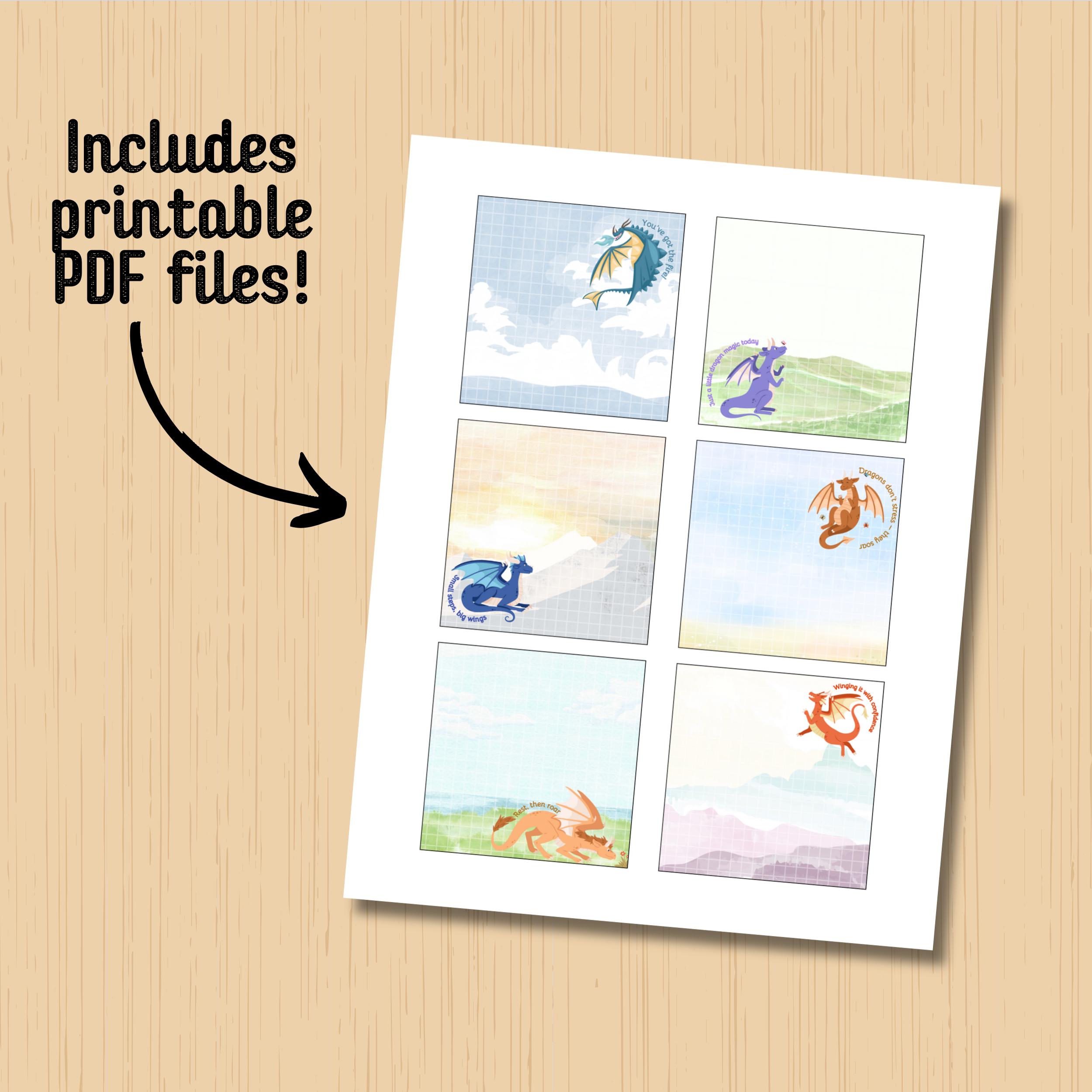 Dragon Notepad, Dragon Print, Cute Dragon, Printable Notepad, Cute ...