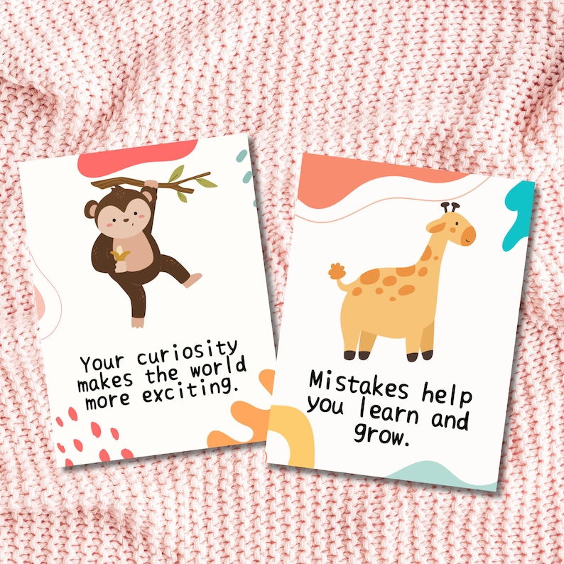 Cute Animals Positive Affirmation Cards Printable for Children, Quotes ...