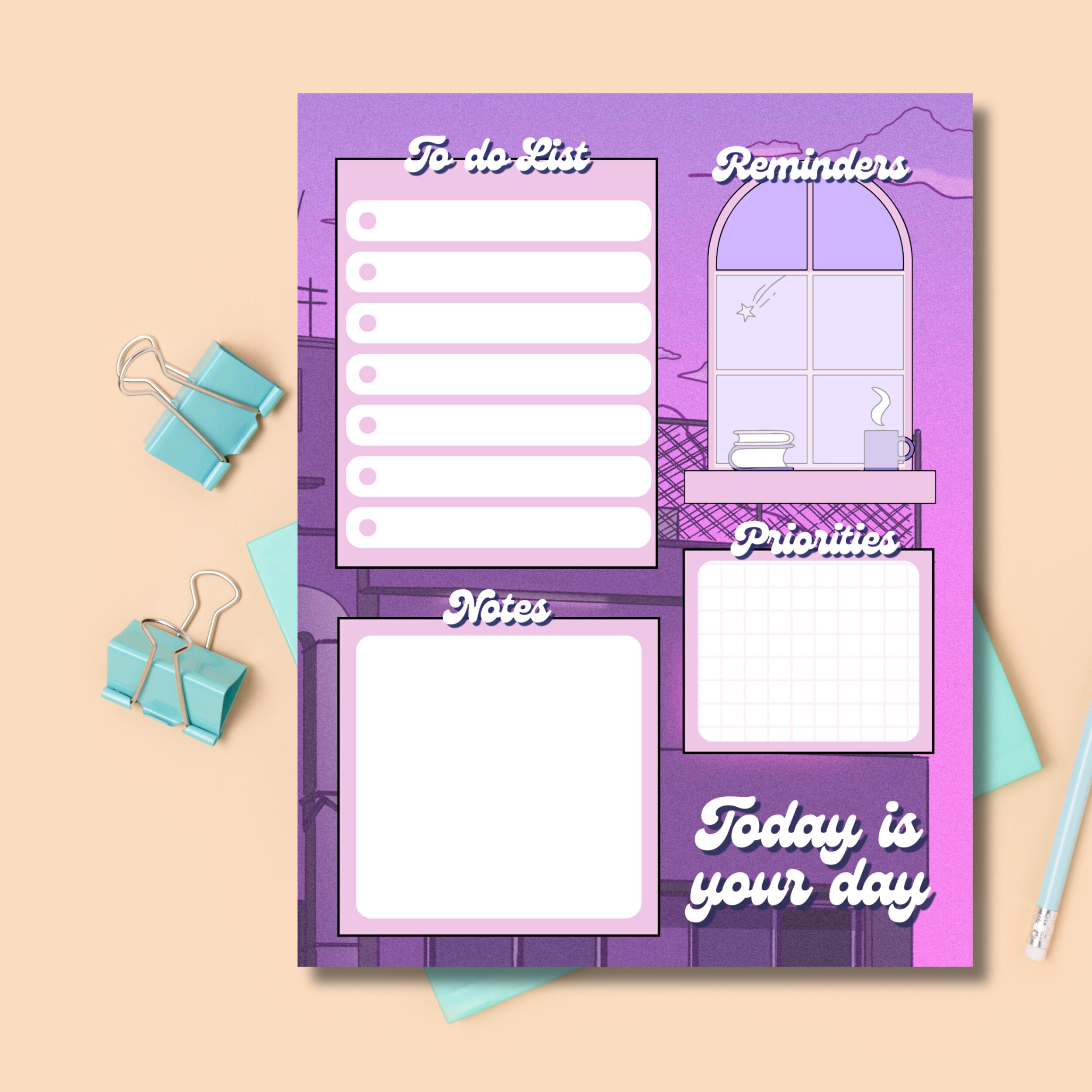 Printable Notepad, Kawaii Memo Pad, Lofi Daily to Do List, Printable ...