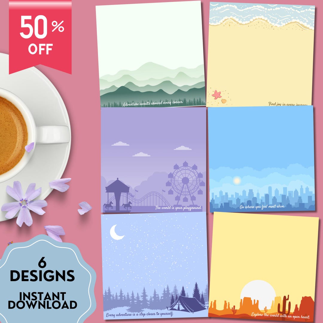 Travel Notepad, Nature Print, Printable Notepad, Kawaii Memo, Positive ...