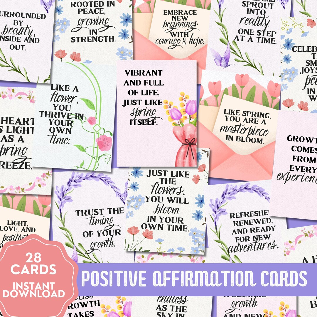 Spring Positive Affirmation Cards, Affirmation Cards Printable, Mental ...